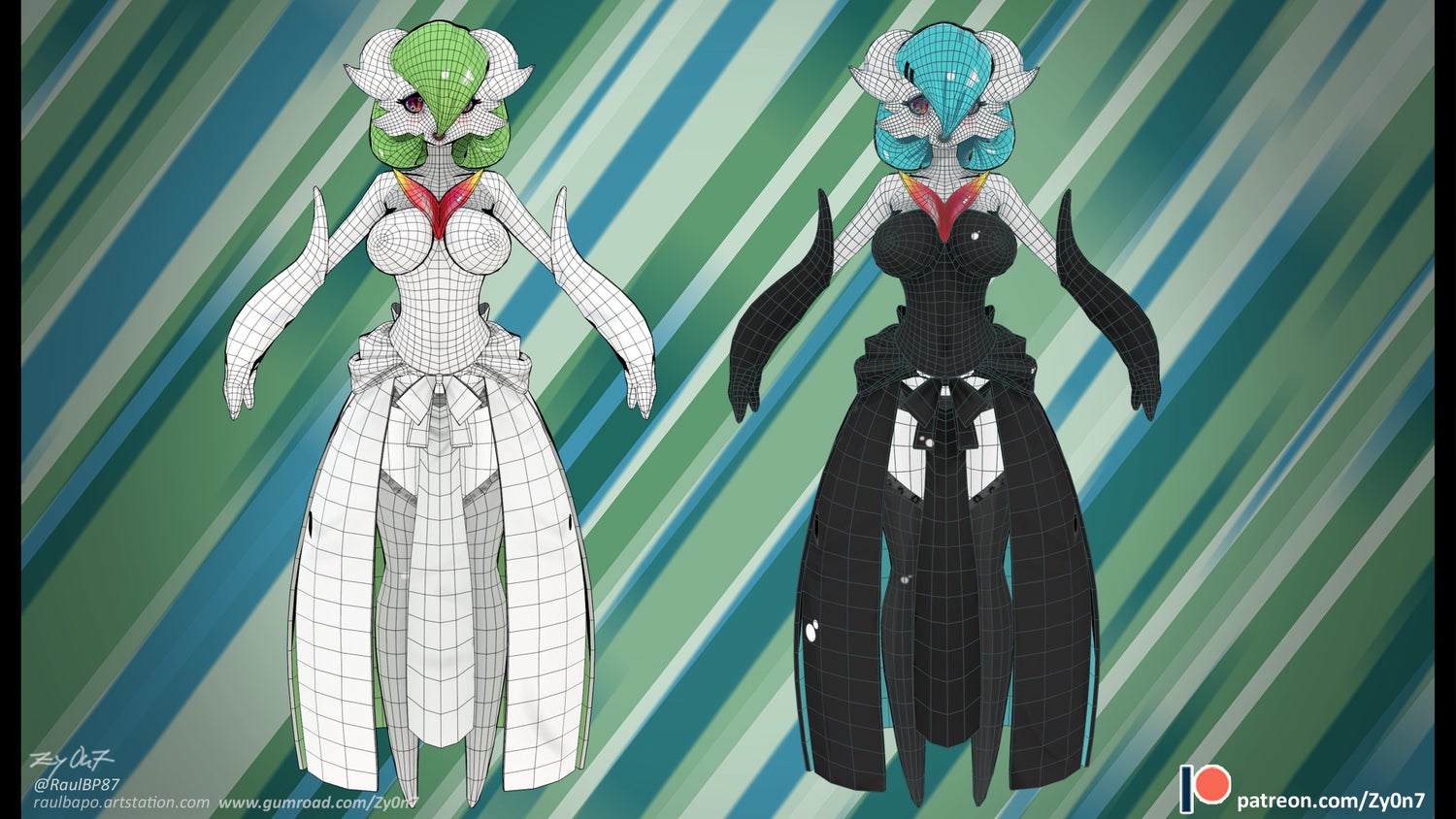 Mega gardevoir render, 3d print & model set ( .pmx&.blend&.sfm) - Payhip