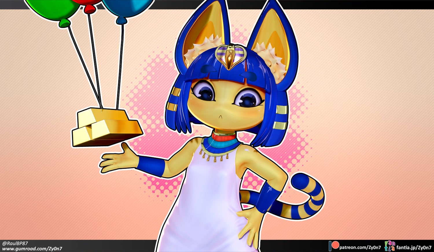 Ankha render, 3d print & 3d model set ( .sfm&.vrc avatar) - Payhip