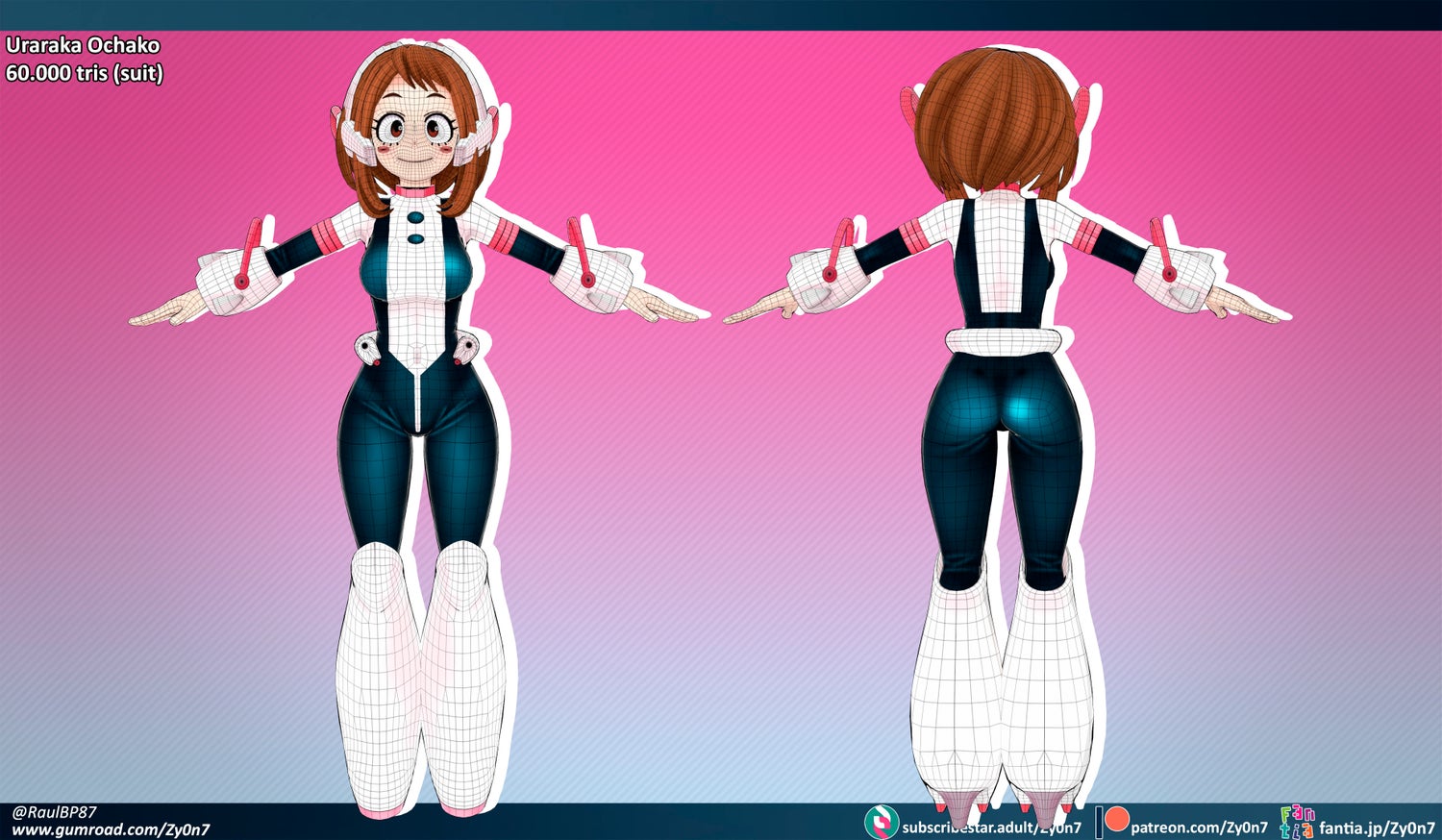 Ochako render, 3d print & 3d model set (.pmx&.sfm) - Payhip