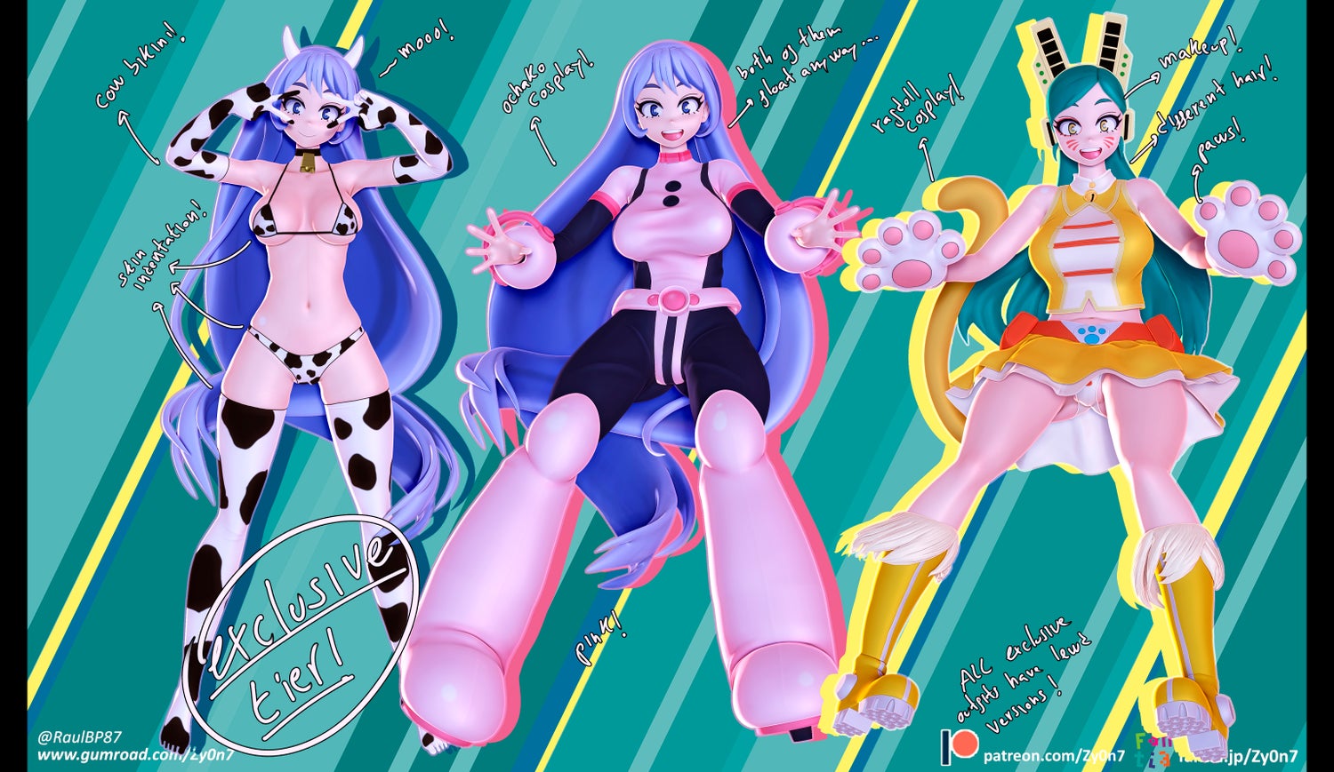 Nejire render & 3d model set ( .pmx) - Payhip