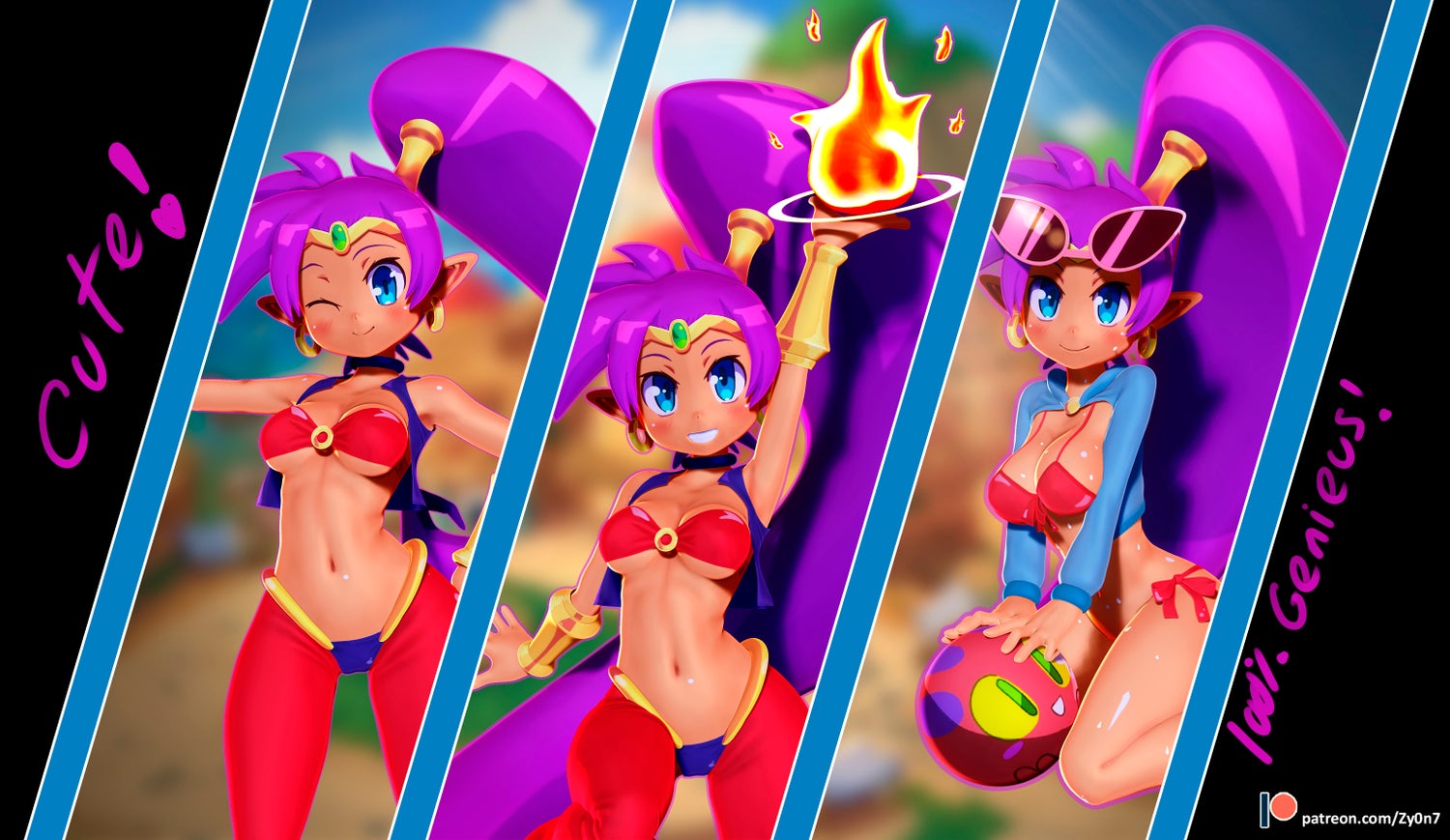 Shantae render, 3d print & 3d model set ( .pmx&.blend) - Payhip