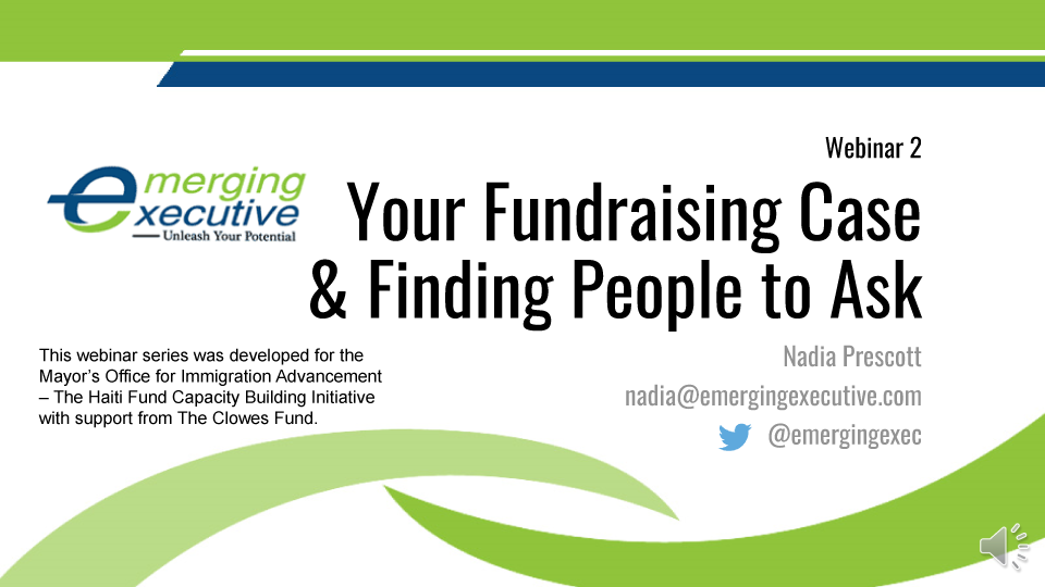 Webinar Two: Your Fundraising Case Statement and Building a Database of ...