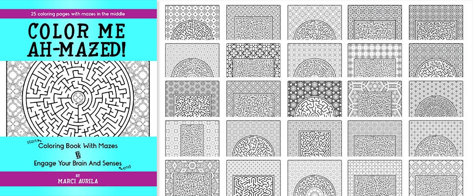 Printable Coloring Game Book With Mazes! 25 Design E-Book 'Color Me Ah ...