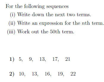 The nth term of a sequence worksheet (with solutions)