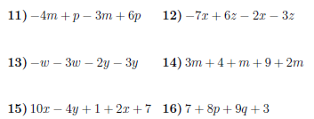 Collecting like terms-expressions with different variables worksheet ...