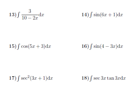 Integration using the reverse of the chain rule worksheet (with solutions)