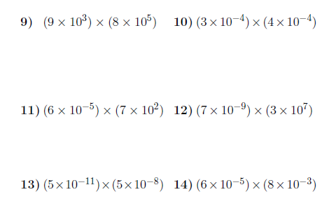 Multiplying in standard form worksheet (with solutions)