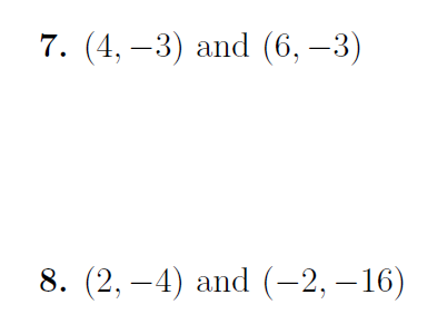 Gradient of a line given the coordinates of two points