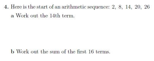 The nth term and sum of an arithmetic sequence worksheet (with solutions)