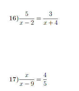 Solving equations by cross multiplication worksheet (with solutions)