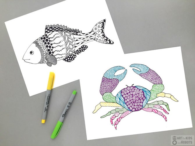 Sea Creatures Zentangle Starter Pages - Payhip