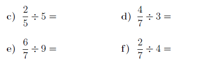 Dividing fractions and whole numbers worksheet no 2 (with solutions)