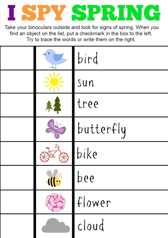 I spy Spring - Printable Spring Checklist - Payhip