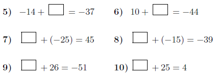 Addition of integers: Finding missing numbers worksheet no 2 (with ...