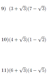 Multiplying out brackets including surds worksheet (with solutions)
