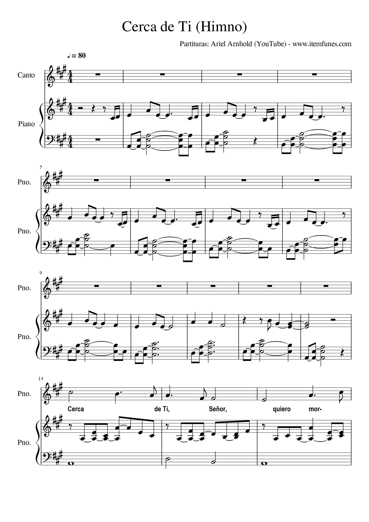 CERCA DE TI (Himno 73) Partitura Completa Piano Melodia Acordes Letra ...