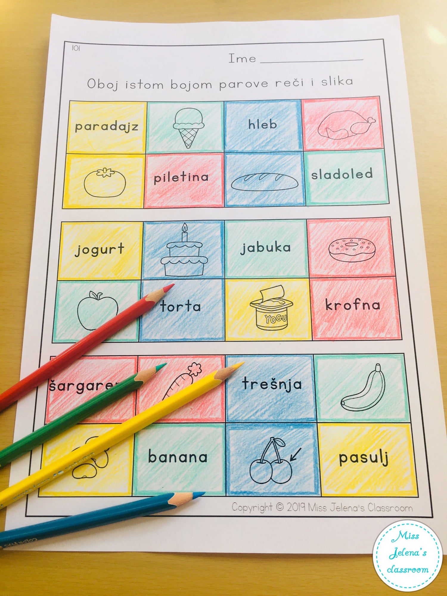 Serbian Food Latin Alphabet Worksheets - Učimo da pisemo - Payhip