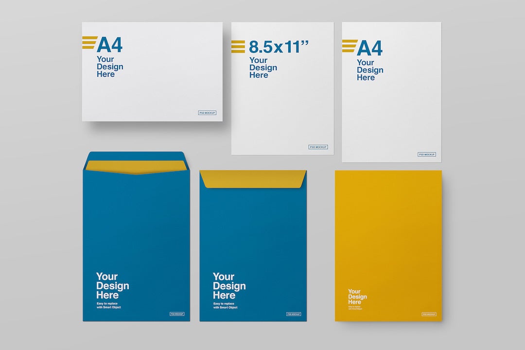A4 US Letter C4 Envelopes Mockup Payhip