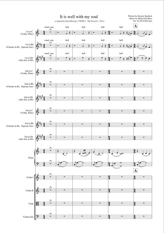 It is well with my soul SHEET MUSIC - COMPLETE ARR. (piano, strings, flute, sax...) & backup ...