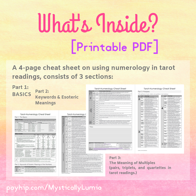 Tarot-Numerology Cheat Sheet [PDF, 4 pages] - Payhip