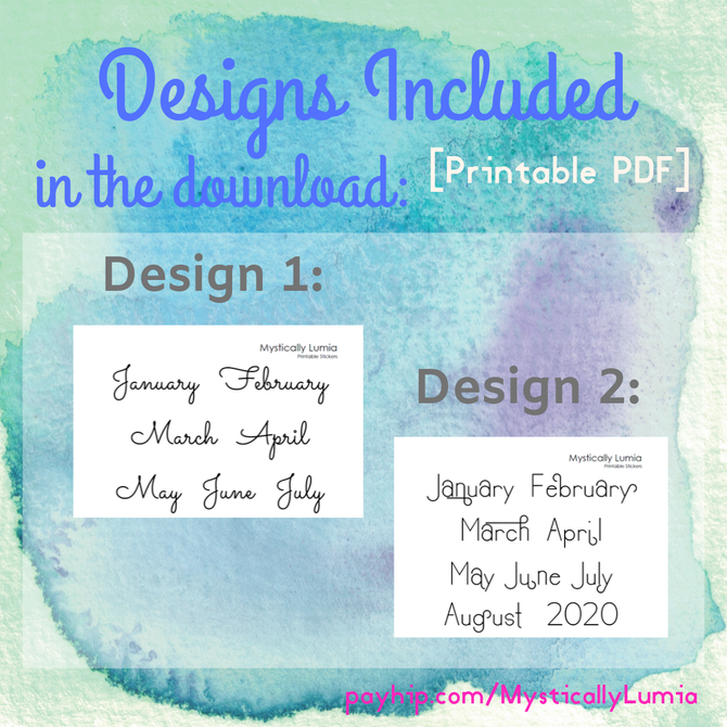 2020 Month Name Printable Planner Stickers [Simple Minimalistic Monthly ...