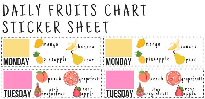 Daily Fruits Chart Sticker AND Tracker Sheets - Payhip