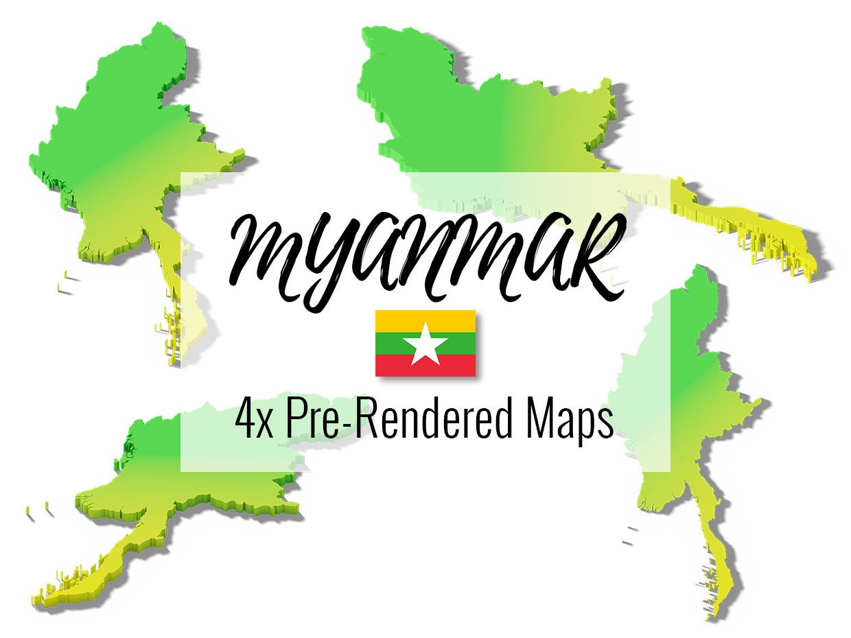 Myanmar Map (3D PNG) - Payhip