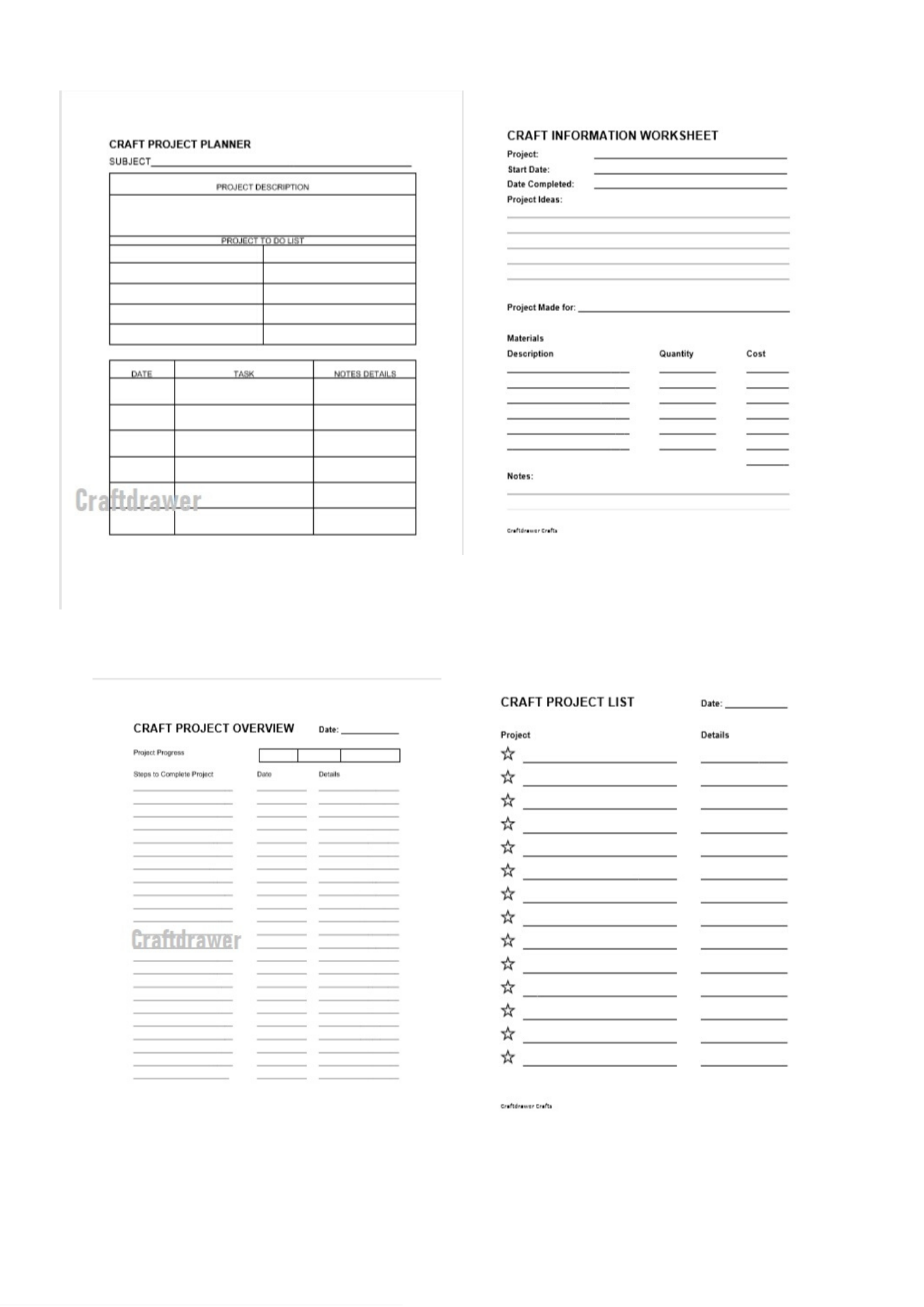 Craft Project Planner Printer Worksheets Workbook - Payhip