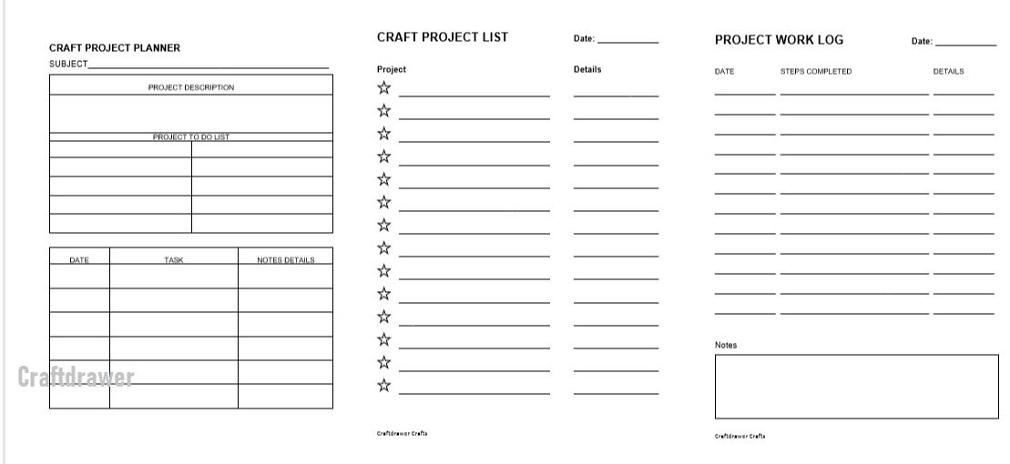 Craft Project Planner Printer Worksheets Workbook - Payhip