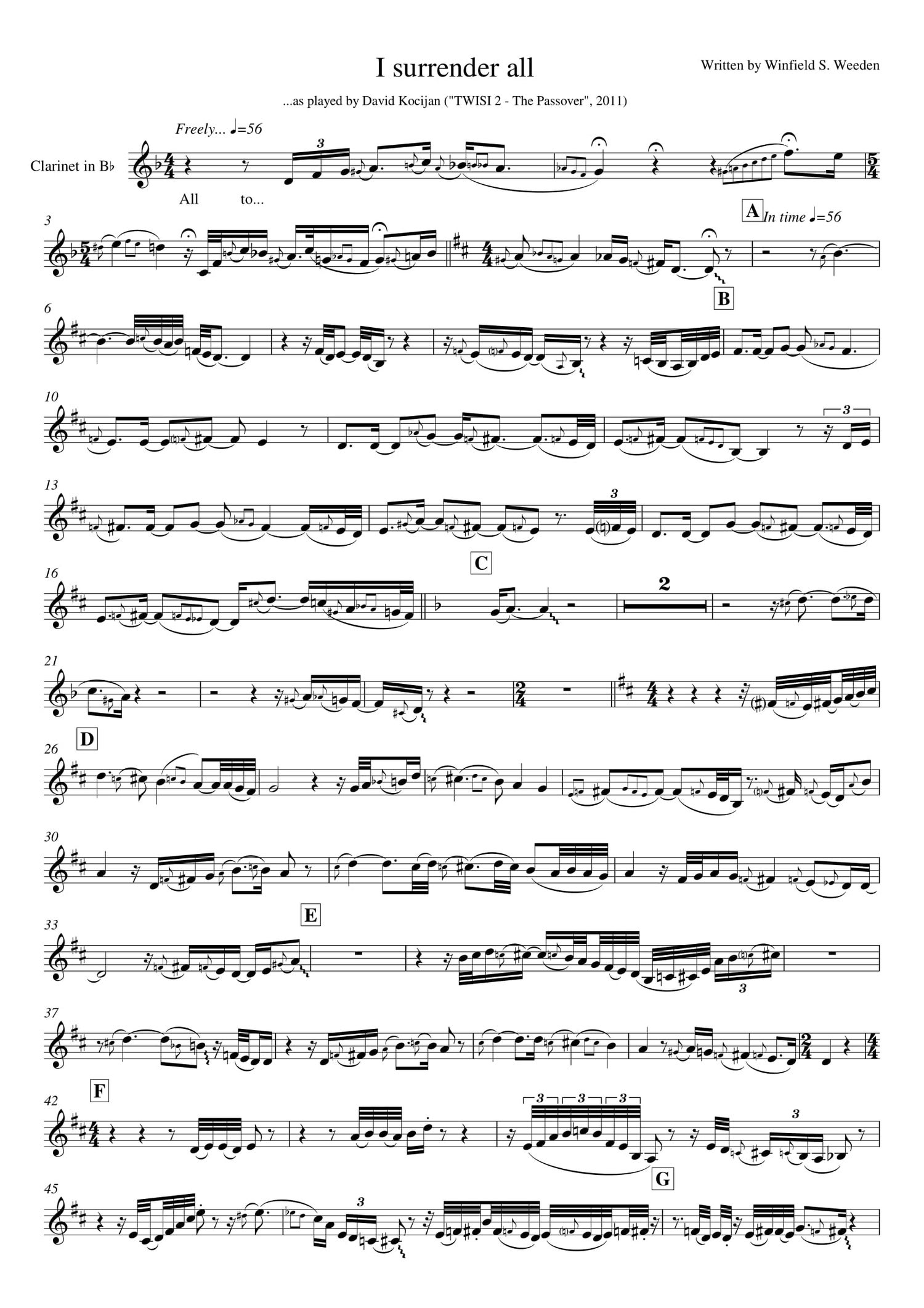 I surrender all (clarinet) SHEET MUSIC & backing track - Payhip