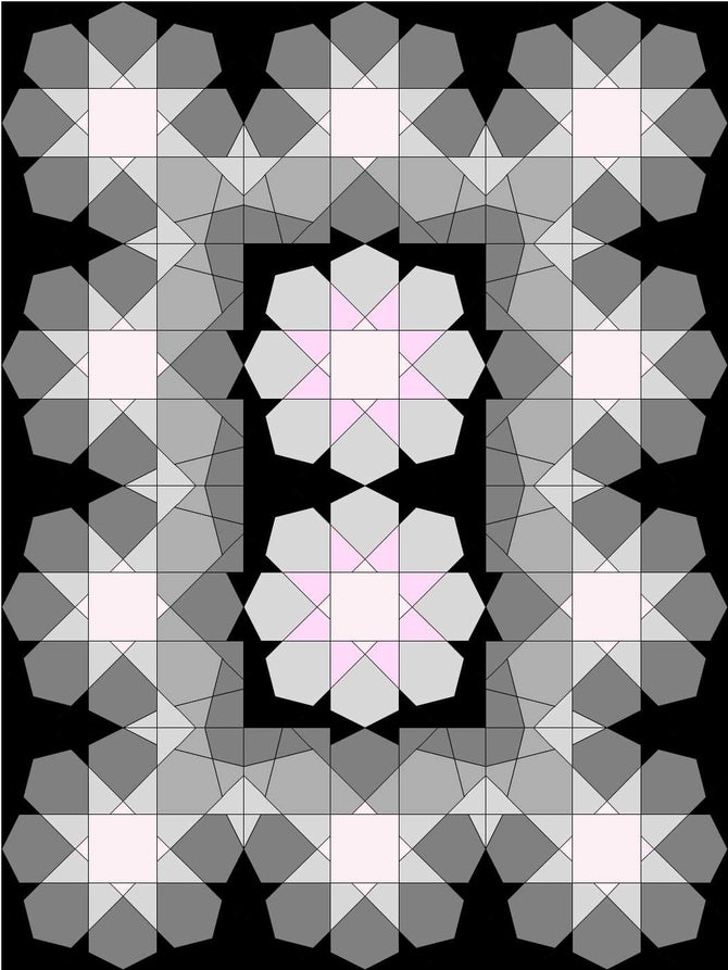 Geometric Flower - One-Block-Pattern (3 sizes) FPP-Templates with Short ...