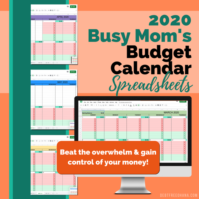 2020 Busy Mom's Budget Calendar Spreadsheets - Payhip