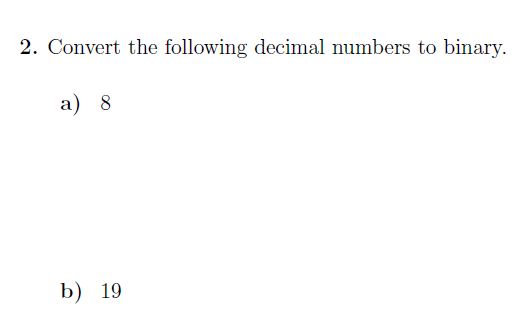 Converting between binary and decimal numbers worksheet (with solutions)