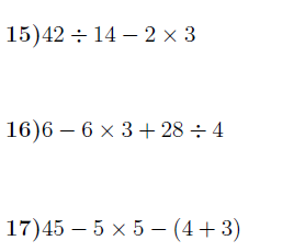Order of operations worksheet no 3 (with solutions)