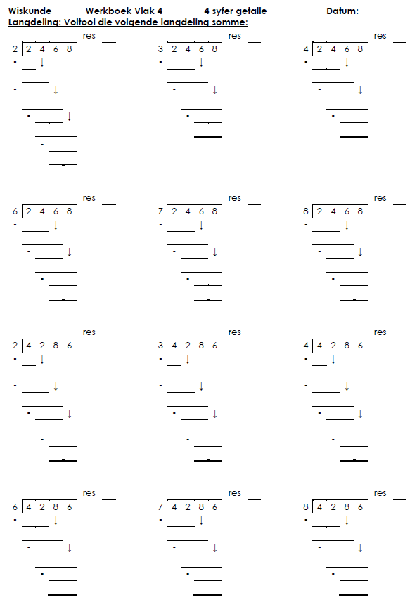 Wiskunde Werksboek Vlak 4 (4 syfer getalle) - Payhip