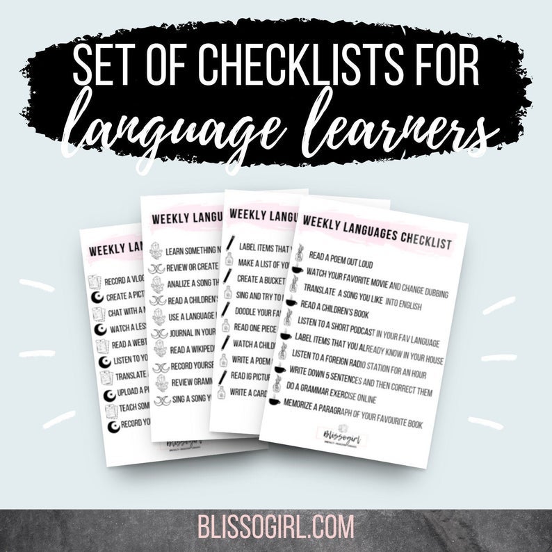 Weekly Set Of Languages Checklists - Payhip
