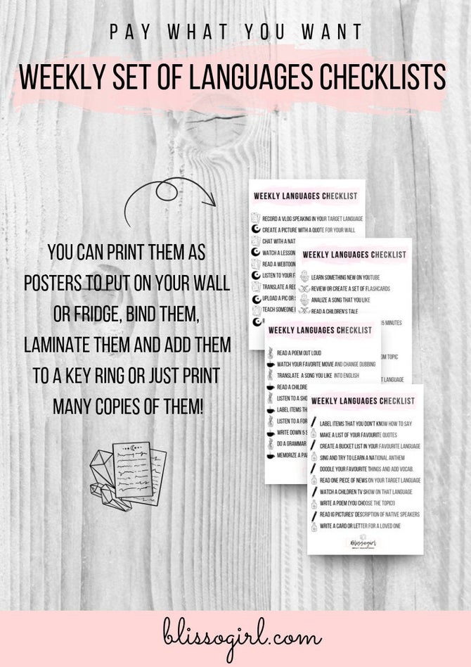 Weekly Set Of Languages Checklists - Payhip