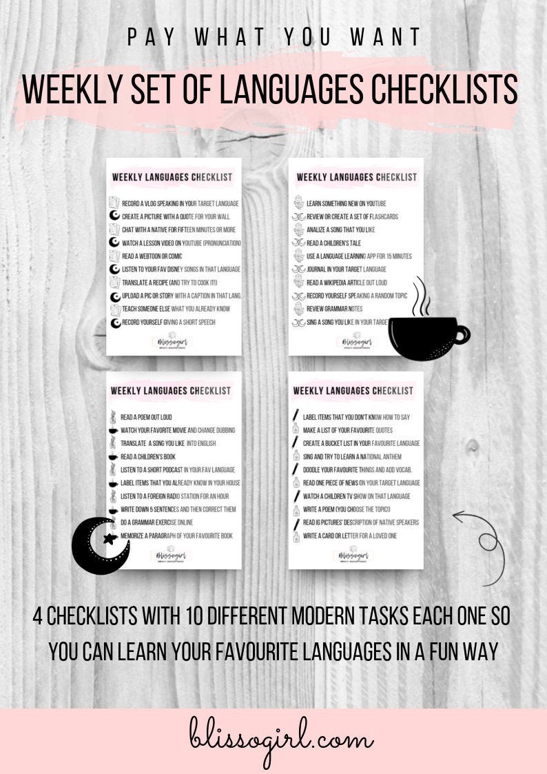 Weekly Set Of Languages Checklists - Payhip