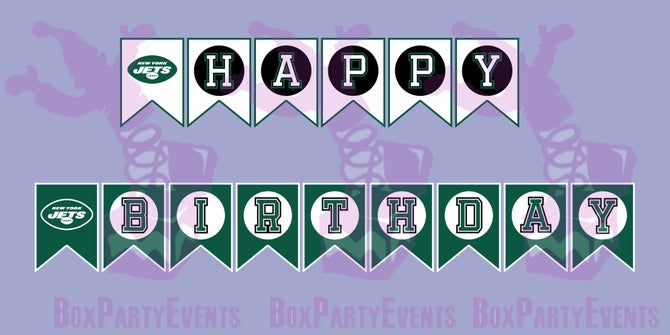 New York Jets Happy Birthday Pennant Banners (2 Styles) - Payhip