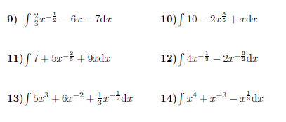 Integrating powers worksheet (with solutions)