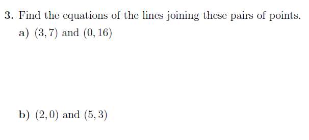 Gradient of a line given the coordinates of two points
