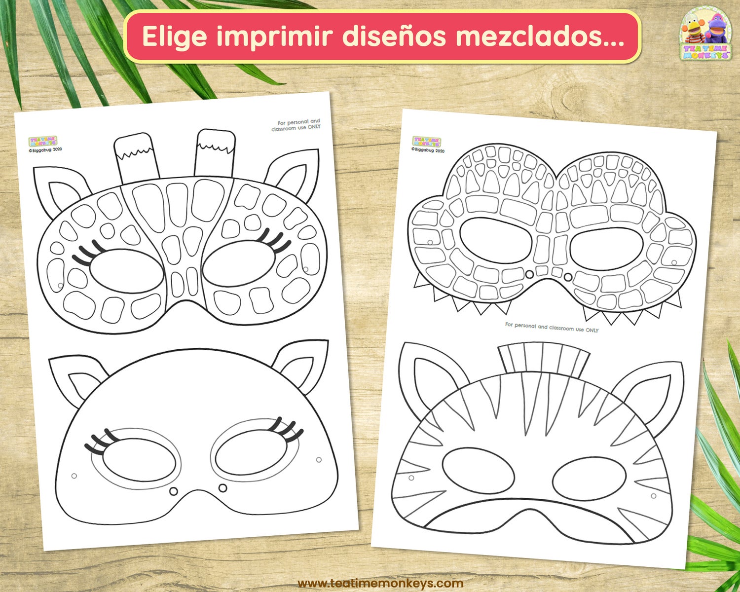 ANIMALES DEL LA SELVA Y SAFARI: MÁSCARAS PARA IMPRIMIR Y COLOREAR - Payhip