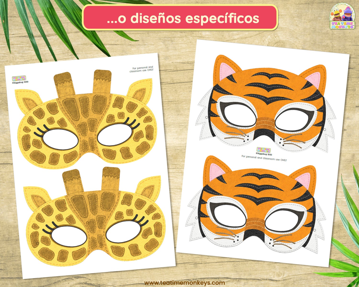 ANIMALES DEL LA SELVA Y SAFARI: MÁSCARAS PARA IMPRIMIR - Payhip