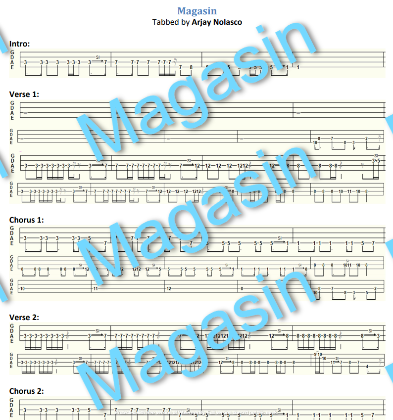 Magasin by Eraserheads - Bass Tab - Payhip