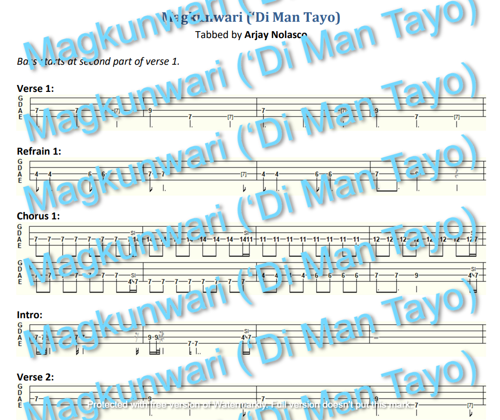 Magkunwari ('Di Man Tayo) by December Avenue - Bass Tab - Payhip