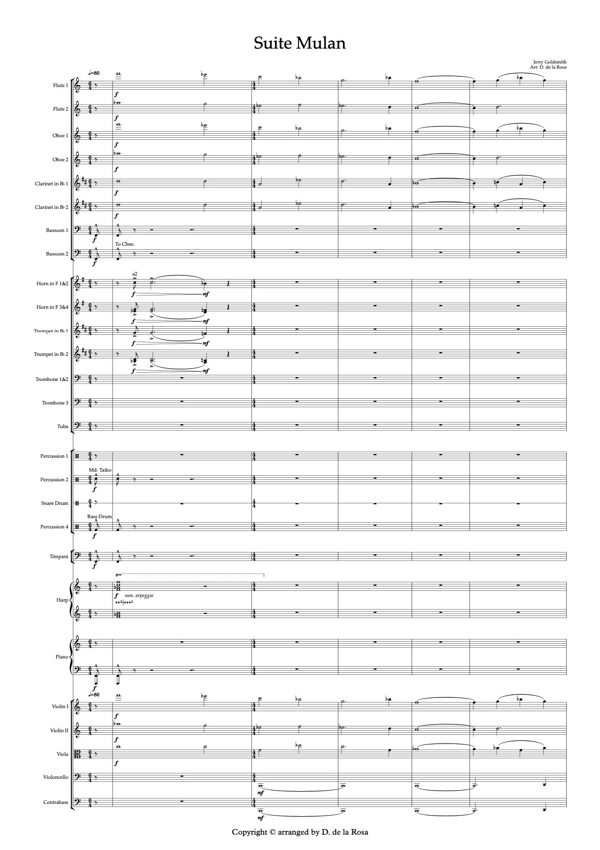 Mulan Suite - Jerry Goldsmith (Conductor Score) - Payhip