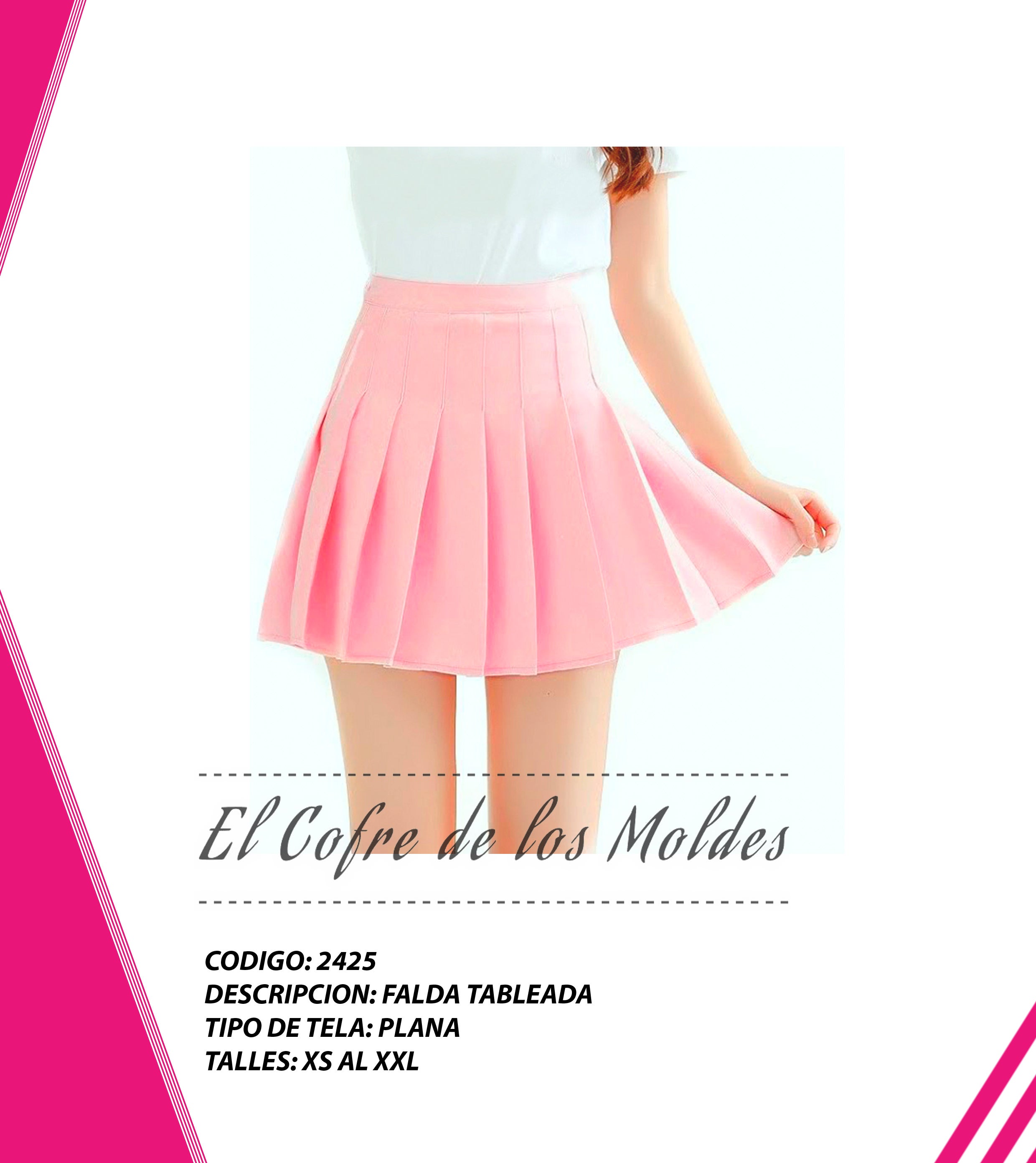 Molde Digital PDF Falda Pollera Tableada, Pack Talles XS al 2XL - Payhip