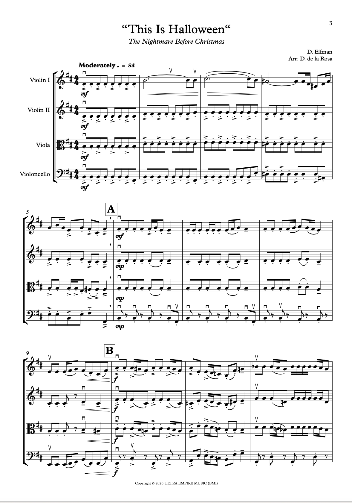 This Is Halloween - From The Nightmare Before Christmas - For String ...