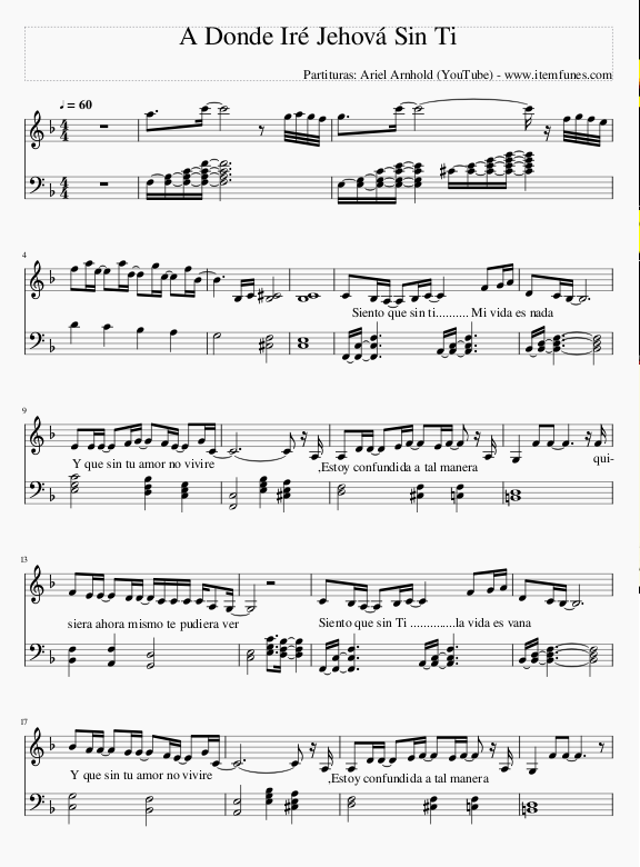 A DONDE IRE JEHOVA SIN TI Partitura Cristiana Piano Acordes Letra - Payhip