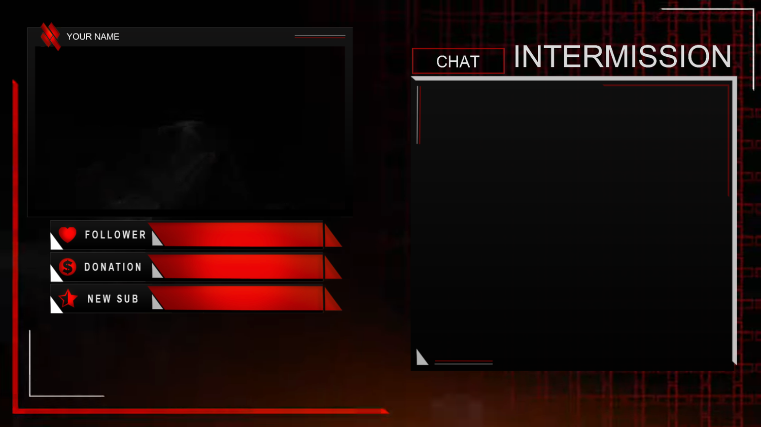 Twitch & Youtube OBS Stream Template - (Scarlet Grid) - Payhip